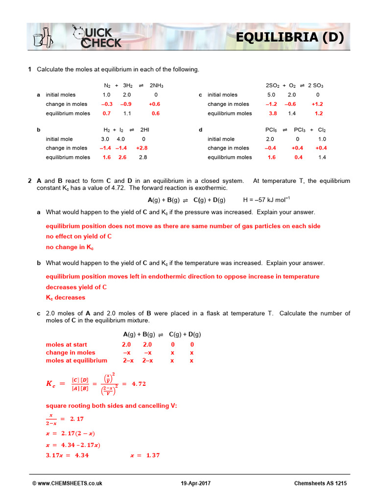 Chemsheets-AS-1215-QC-Equilibria-D-ANS | PDF | Chemical Equilibrium ...