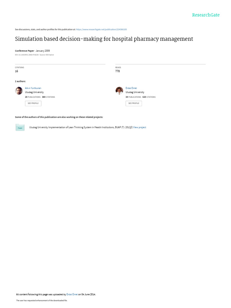 Simulation Based Decision-Making For Hospital Pharmacy Management | PDF ...