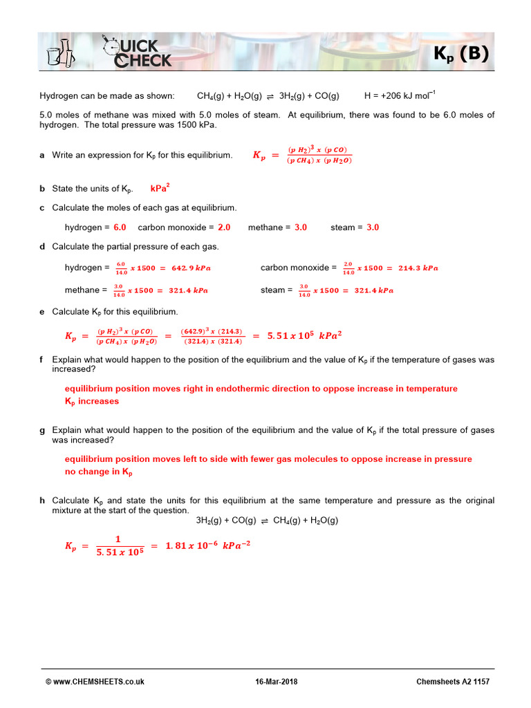 Chemsheets A2 1157 QC KP B ANS Nbsye | PDF | Methane | Gases