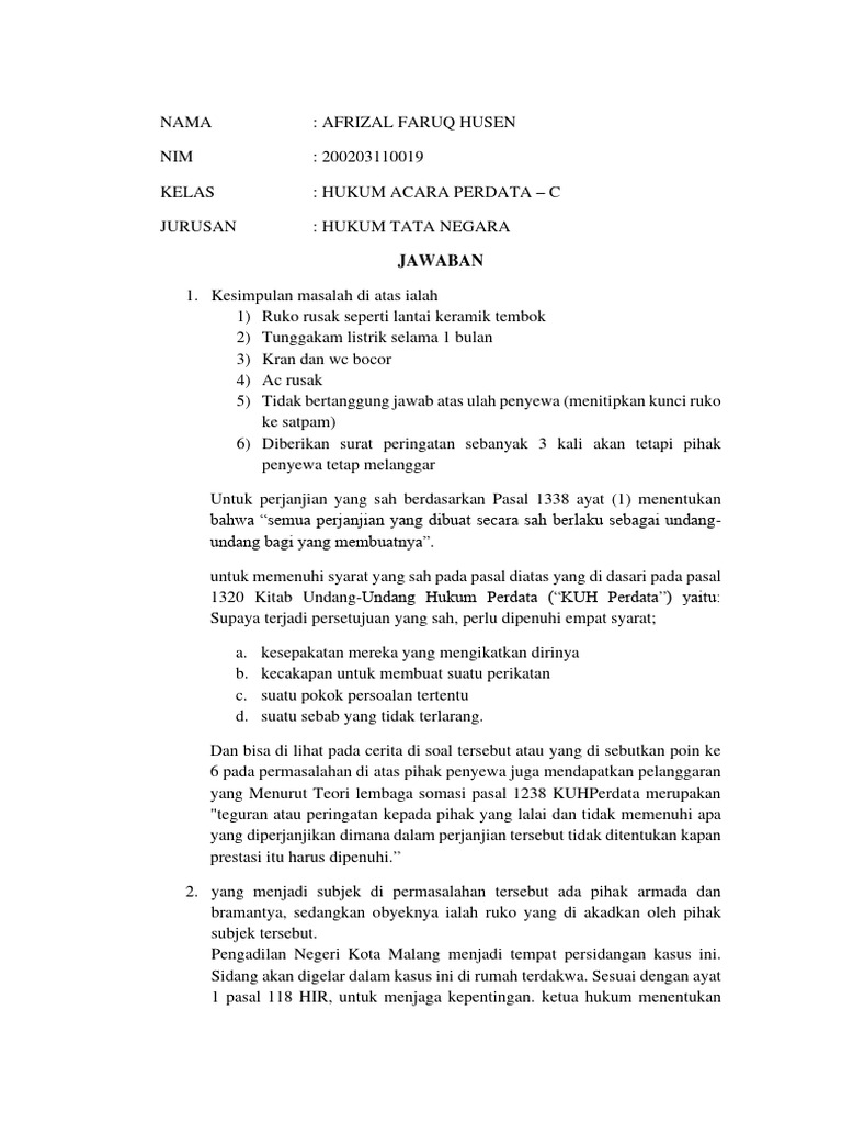 Uts Acara Perdata Afrizal | PDF