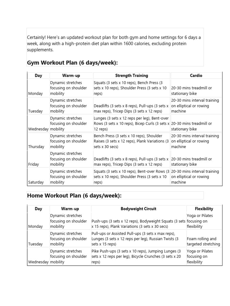 High-Protein Workout & Diet Plan | PDF | Pilates | Foods