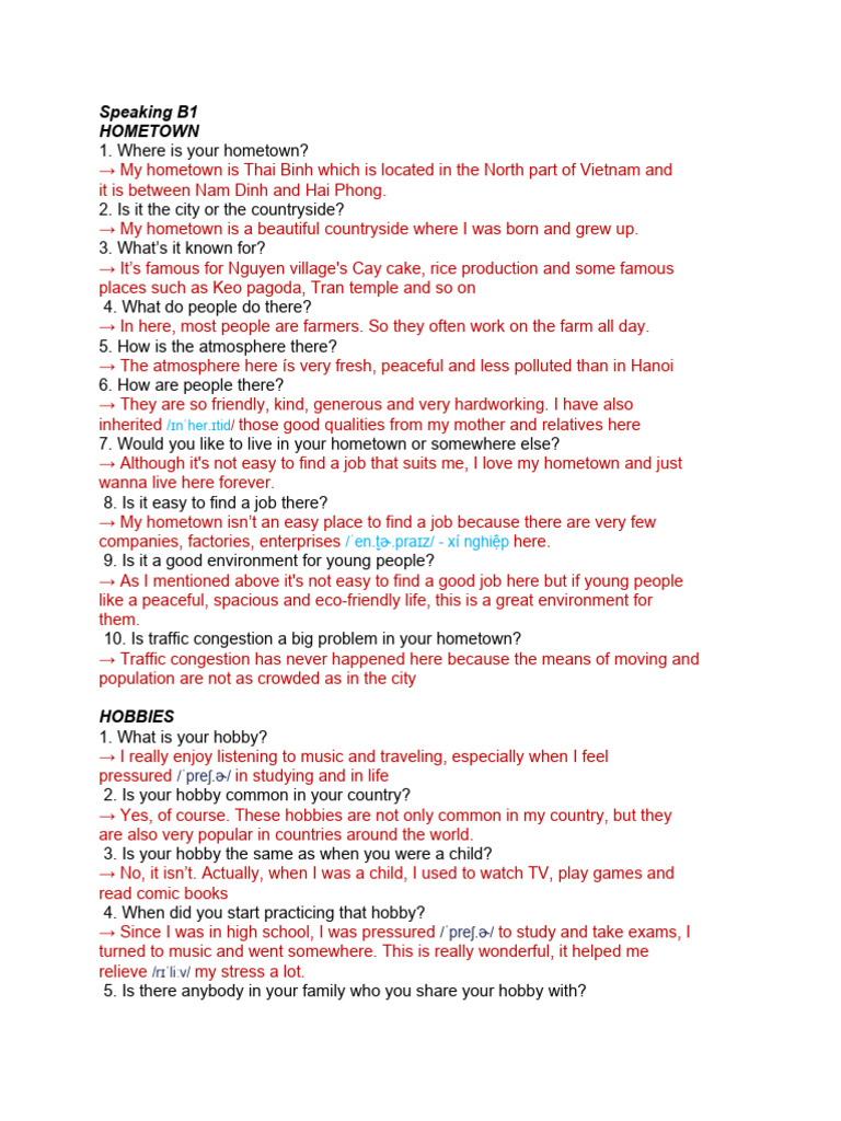 Speaking B1 | Download Free PDF | Foods