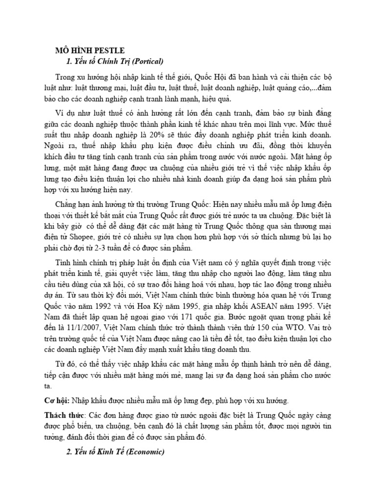 Mô Hình Pestle | PDF