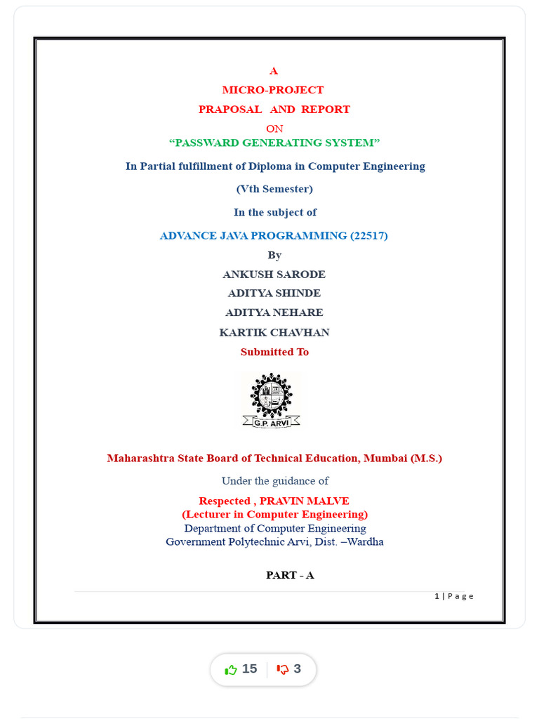 Ajp Project Report Password Generating System Pdf Password Computing