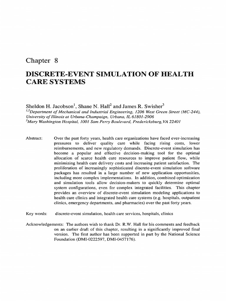 Discrete-Event Simulation of Health | PDF | Emergency Department | Patient
