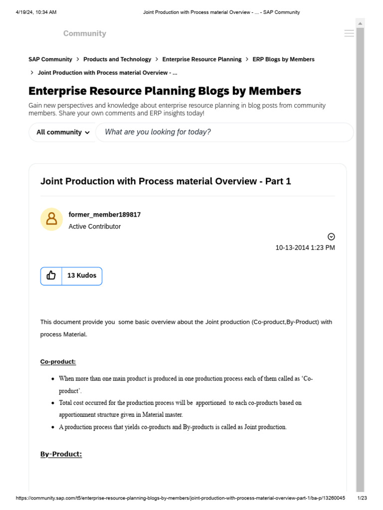 Joint Production with Process Material Overview | PDF | Enterprise ...