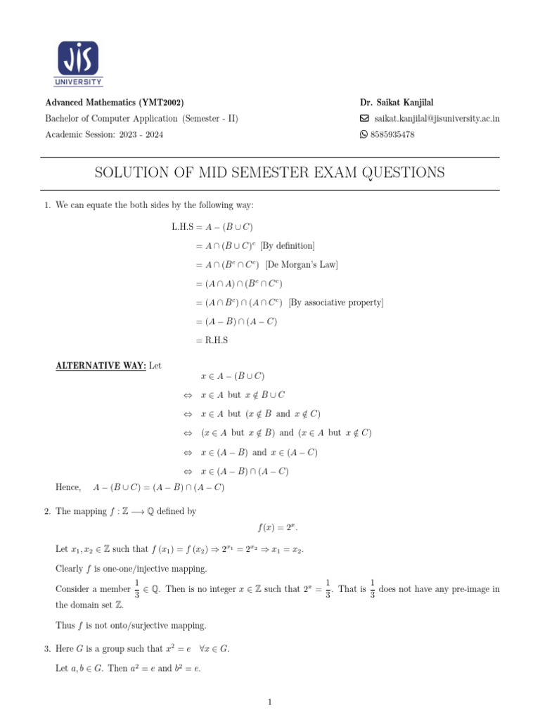 Solution of Mid Semester Exam Questions (2024) | Download Free PDF ... Solution of Mid Semester Exam Questions (2024) | Download Free PDF ...