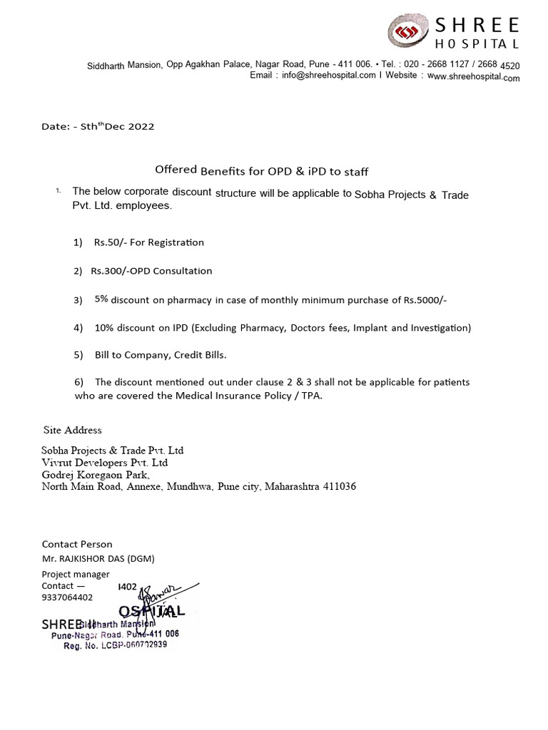Hospital Tie-Up Agreement with Sobha Pvt. | PDF | Hospital | Service ...