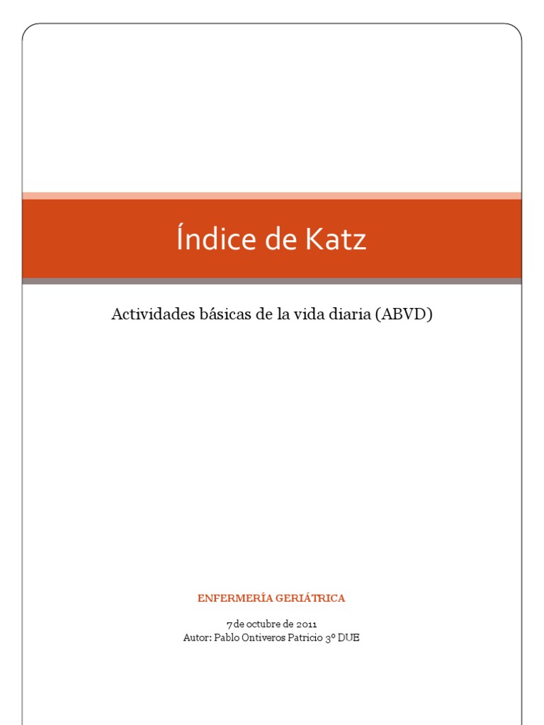 Índice de Katz | Terapia física | Especialidades Medicas