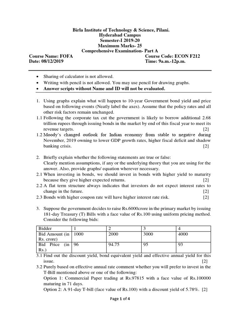 End Term Question Paper FOFA | PDF | Bonds (Finance) | Yield (Finance)