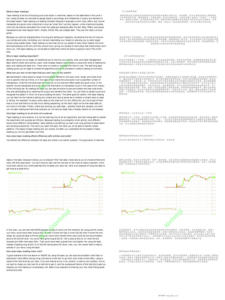 Cn TapeReading 中文 | PDF | Stocks | Day Trading