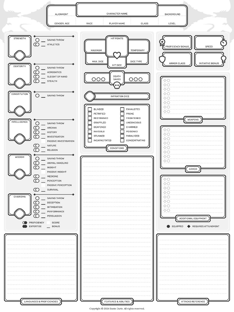 4289042 Modern Wizards Character Sheet Bw Printer Friendly Pdf Role Playing Games Role 