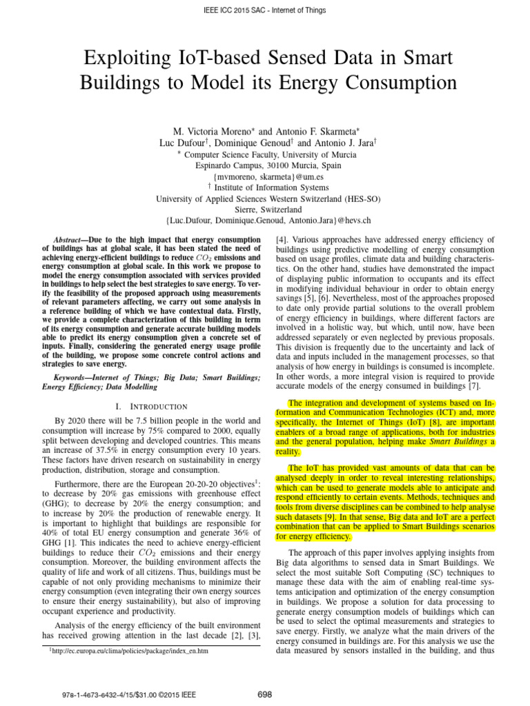 2015 - Exploiting IoT-based Sensed Data in Smart Buildings To Model Its Energy Consumption | PDF ...