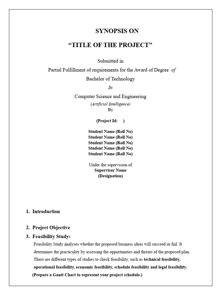 AI - Third Year Mini Project Synopsis - Format 2023, 1 | PDF | Feasibility Study | Information ...