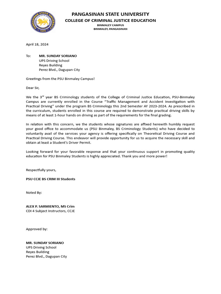 Driving Letter For UPS | PDF | Problem Behavior | Transport