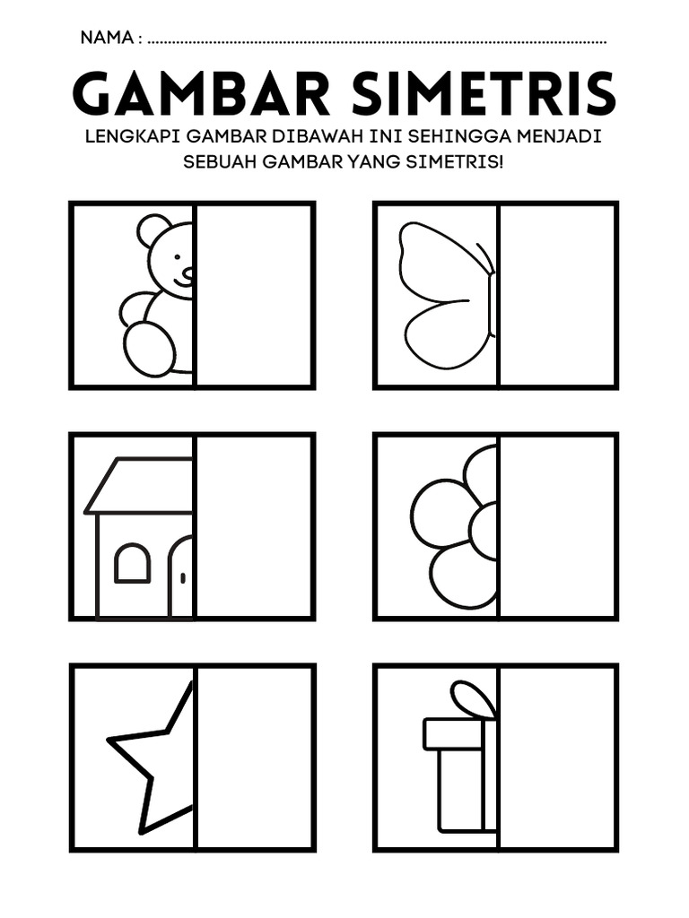 Lembar Kerja Gambar Simetris Anak | PDF | Game & Aktivitas | Seni