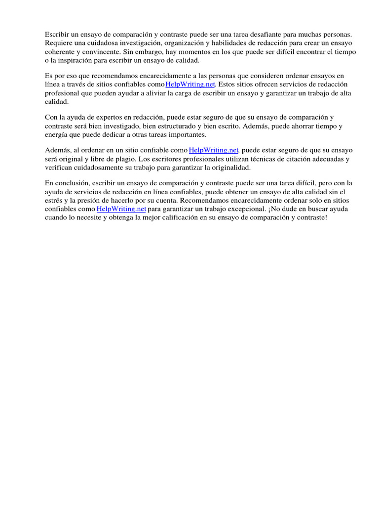 Conclusión para Un Ejemplo de Ensayo de Comparación y Contraste | PDF ...