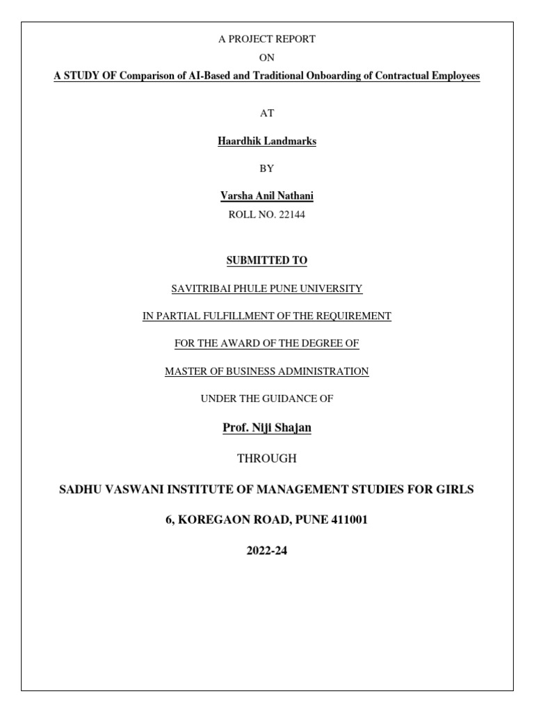 SIP Project (Varsha - Anil.nathani) | PDF | Human Resource Management ...