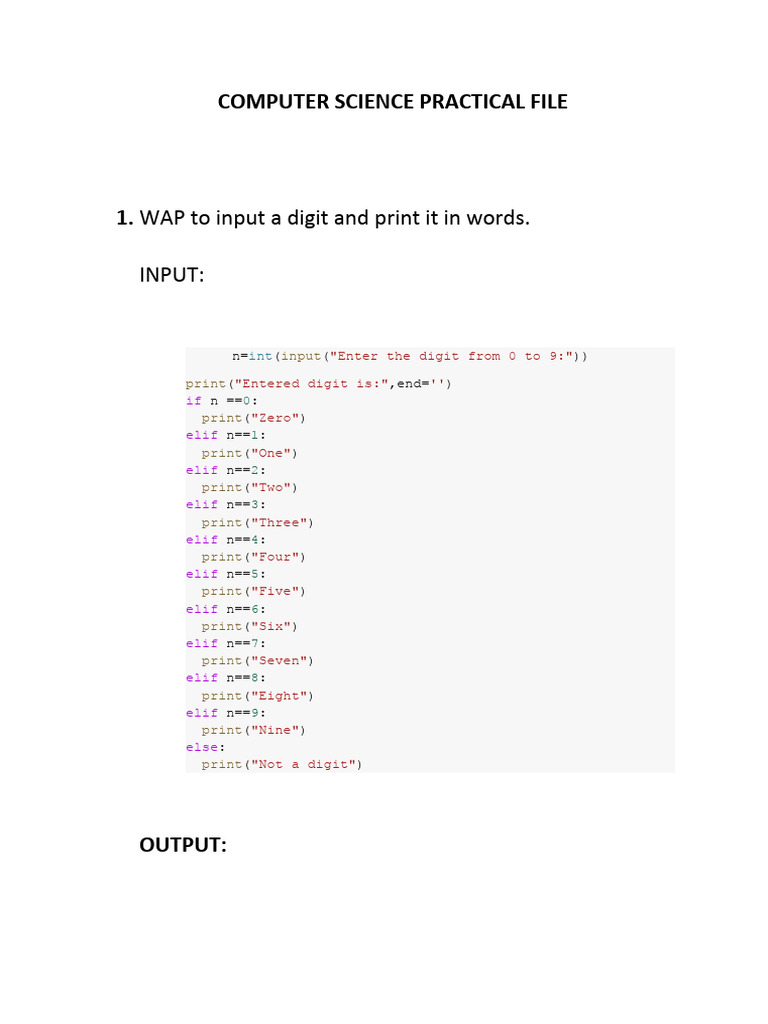 Computer Science Practical File | Download Free PDF | Computer Programming | Computing