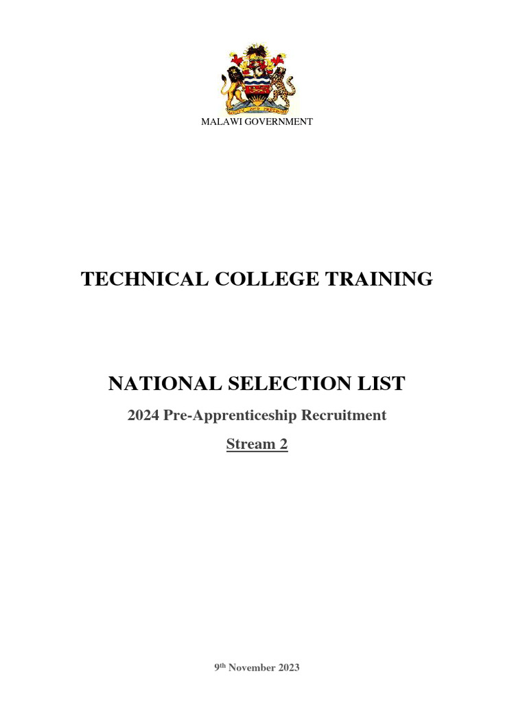 2024 Pre-Apprenticeship Selection List | PDF | Recruitment | Employee ...