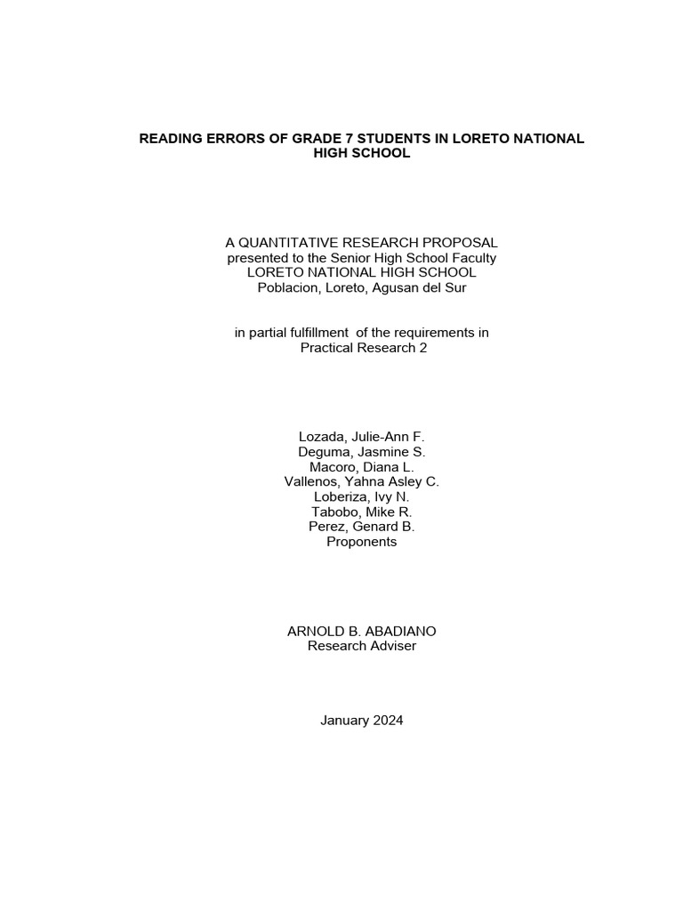 PR2 Proposal Template - 094202 | PDF | Reading Comprehension | Cognition