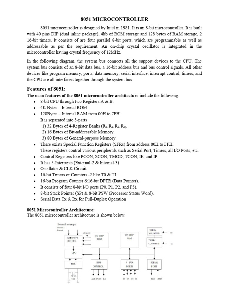 8051 Microcontroller Architecture | PDF | Microcontroller | Computer Engineering