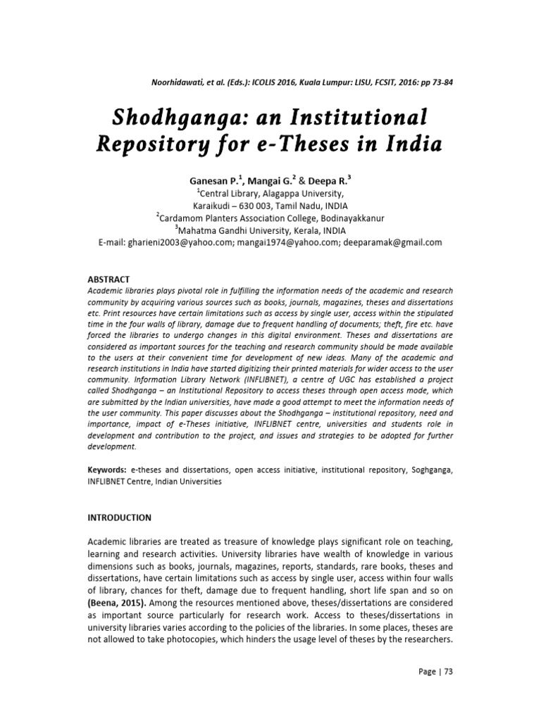 Shodhganga An Institutional Repository For E-Theses in India | PDF ...