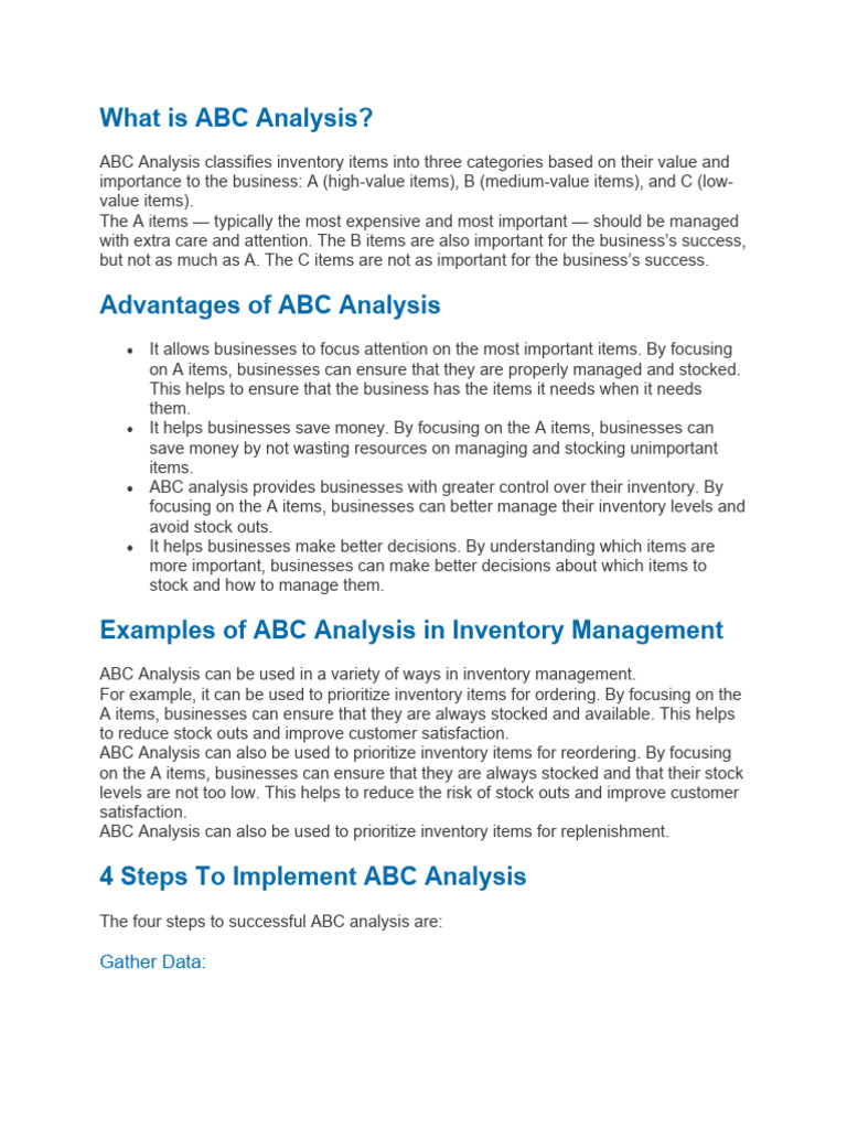 What Is ABC Analysis?: Gather Data | PDF | Inventory | Marketing