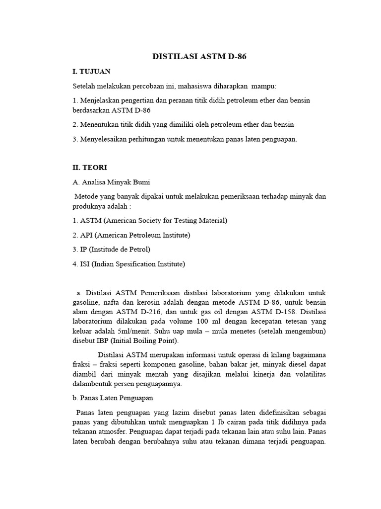 Laprak Tetap Distilasi Astm D 86 | PDF