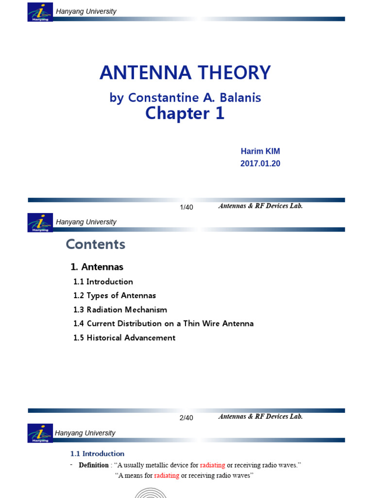 Chapter 1 Antenna | PDF | Antenna (Radio) | Electromagnetic Radiation