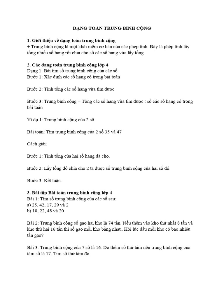 D NG Toán Trung Bình C NG | PDF