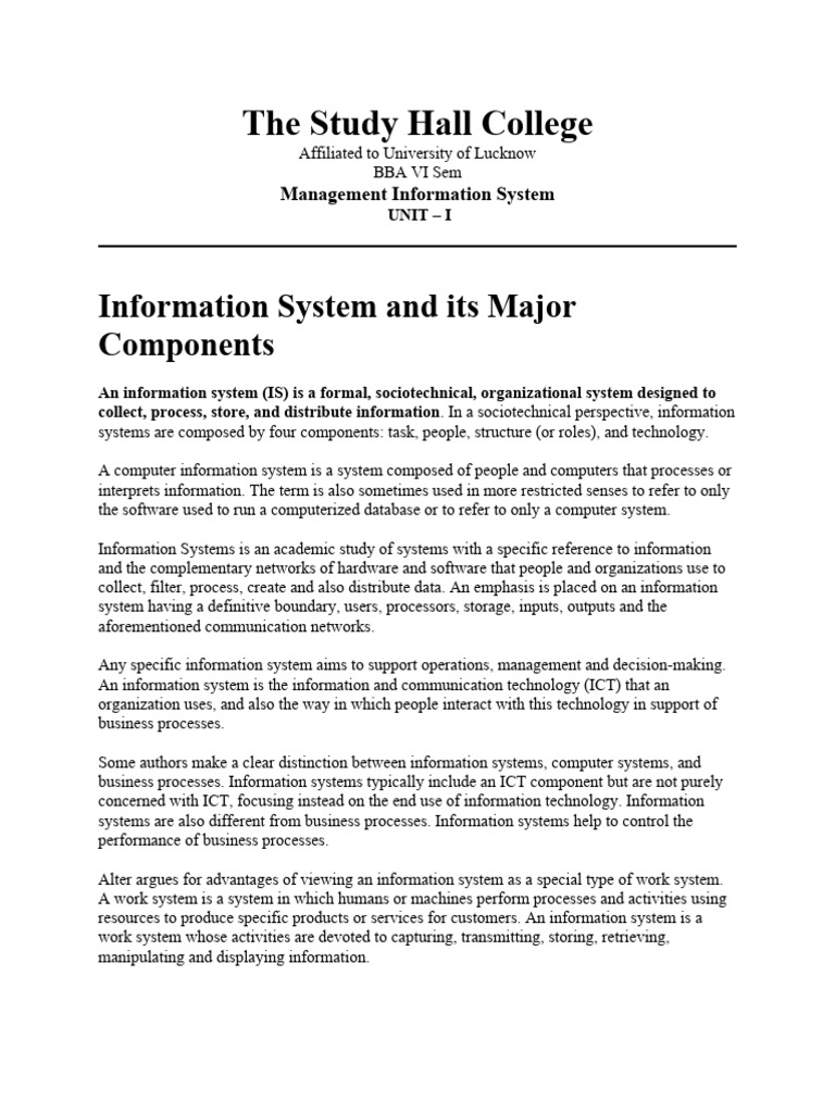 MIS Unit 1 | PDF | Information System | Electronic Business