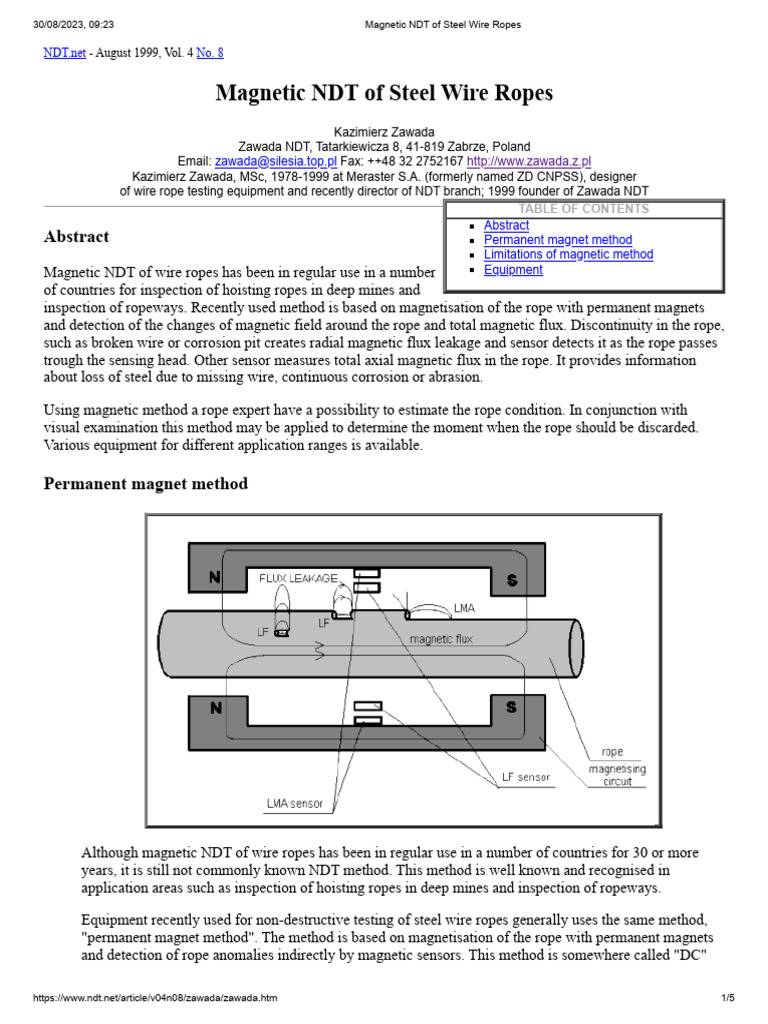 Magnetic NDT of Steel Wire Ropes | PDF | Computer Data Storage | Inductor