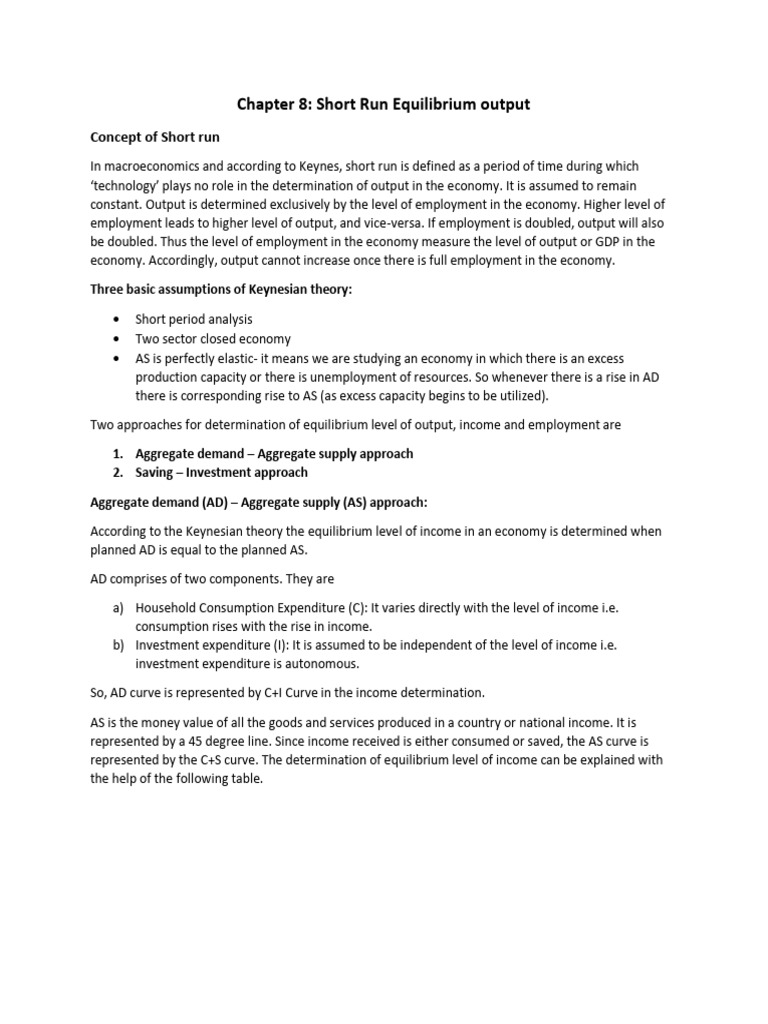 Chapter 8 Short Run Equilibrium Output | PDF | Economics | Economic Equilibrium