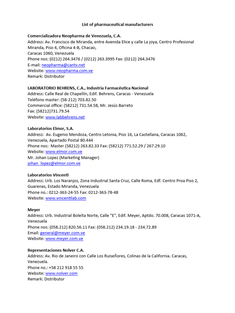 List of Importers and Distributors of Pharmaceutical Products | PDF