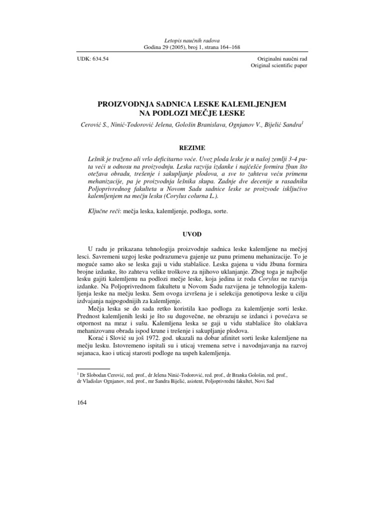 Proizvodnja Sadnica Leske Kalemljenjem Na Podlozi Mecje Leske | PDF