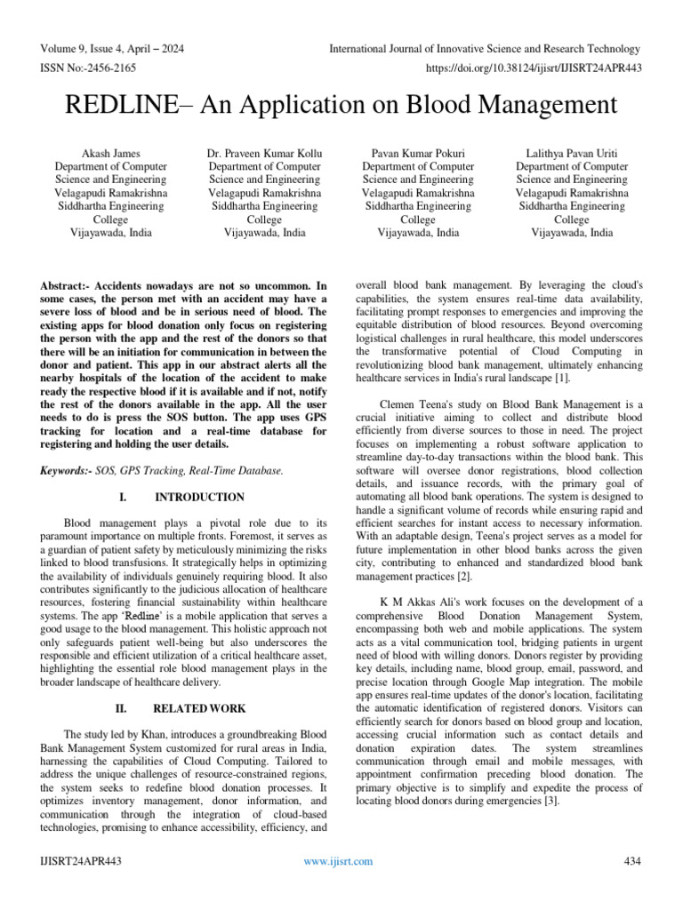 REDLINE– An Application on Blood Management | PDF | Blood Donation | Web Application