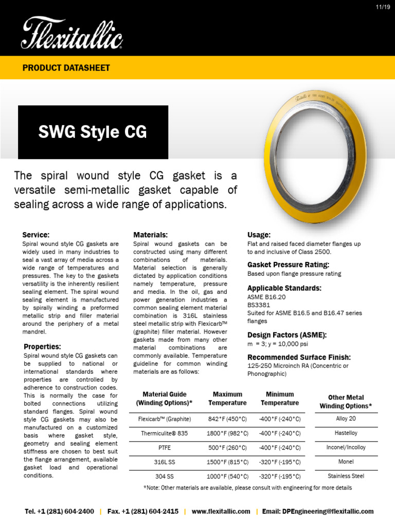 Spiralwound Gasket Style CG | Download Free PDF | Materials ...