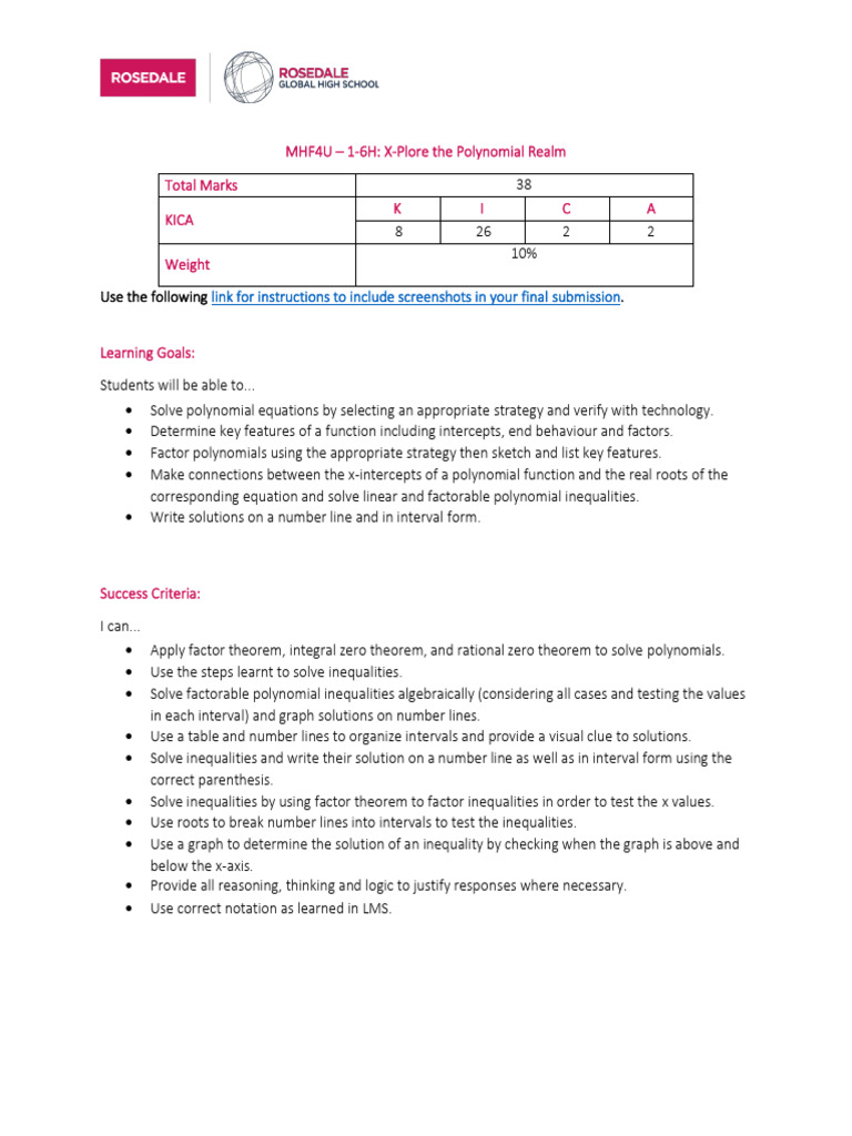 1-6H X-Plore The Polymomial Realm | PDF | Polynomial | Equations