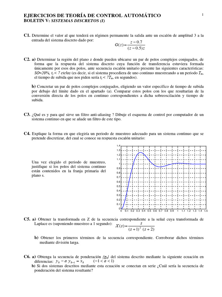 Ejercicios de Teoria de Control Automatico | Descargar gratis PDF | Matemáticas Aplicadas