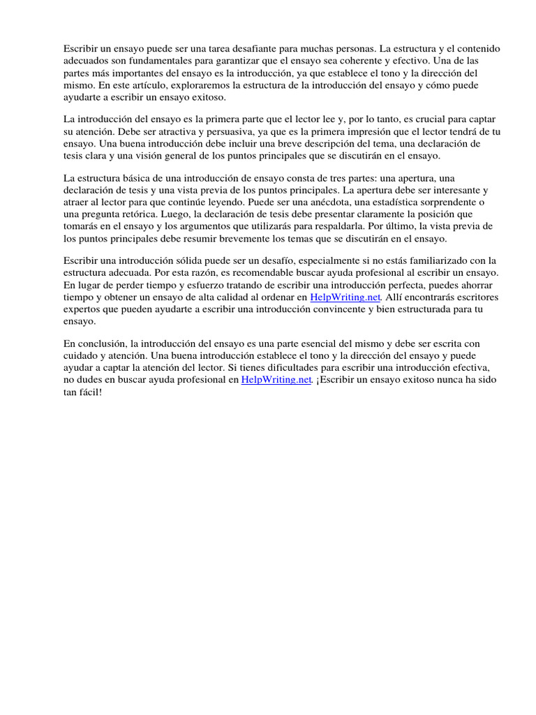 Estructura de La Introducción Del Ensayo | PDF | Ensayos | Comunicación ...