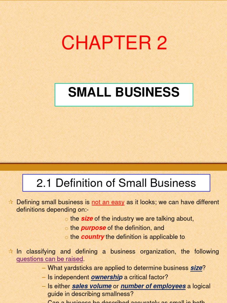 CHAPTER - 2 Small Business | PDF | Entrepreneurship | Small Business