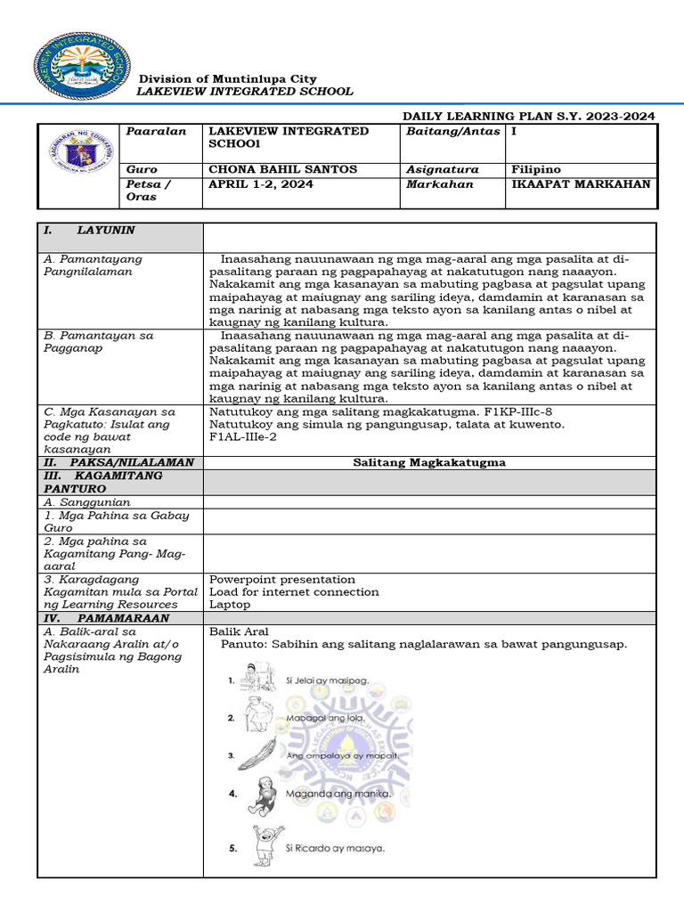 Filipino DLP W1 Q4 | PDF
