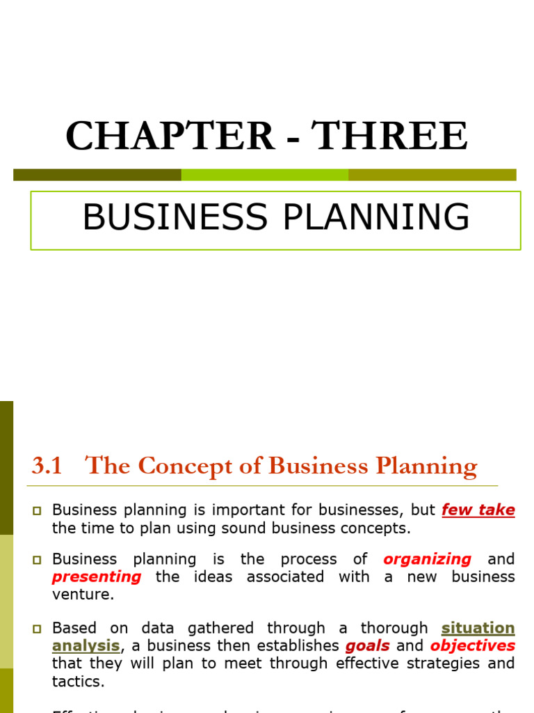 CHAPTER - 3 Business planning | PDF | Feasibility Study | Business Plan