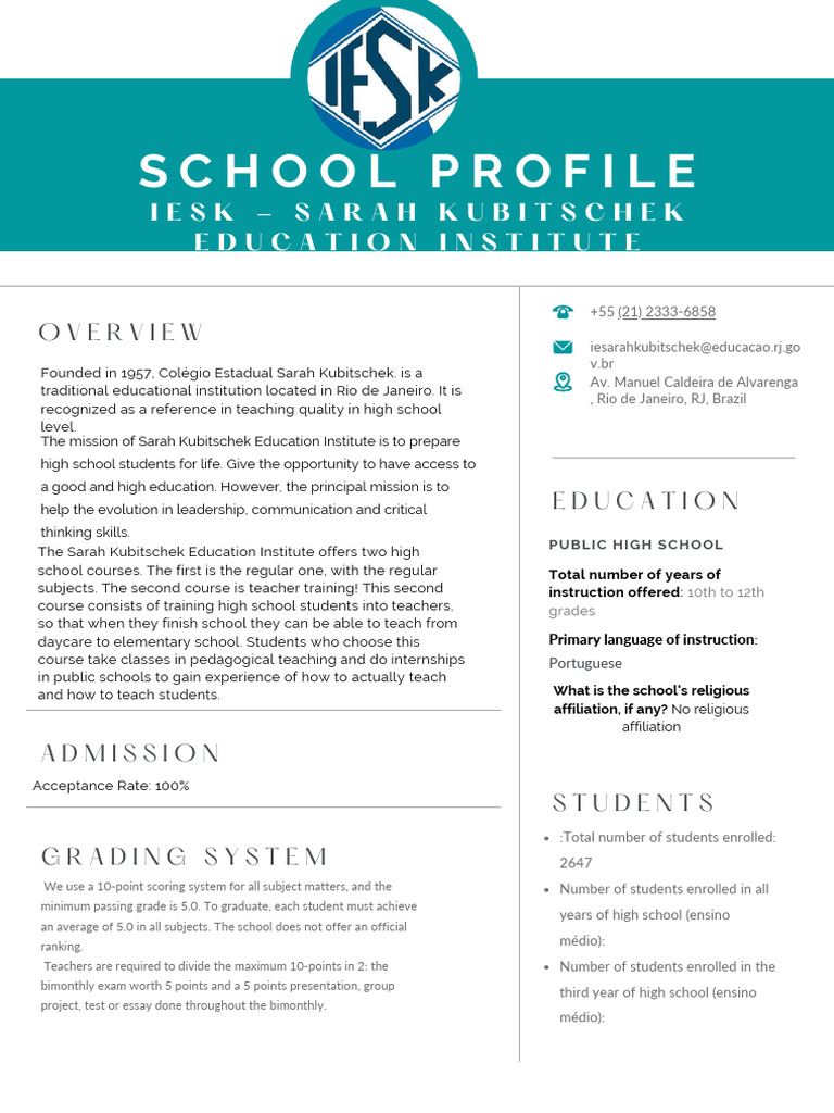 School Profile | PDF | Schools | Pedagogy