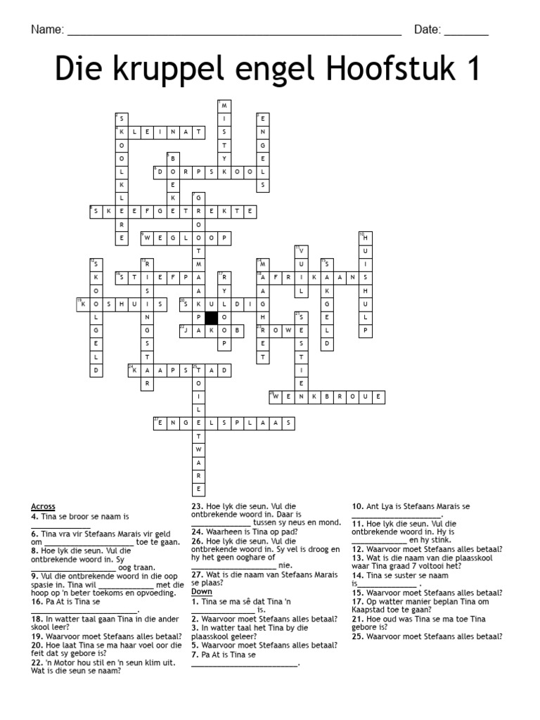 Die Kruppel Engel Hoofstuk 1 Answer Key | PDF