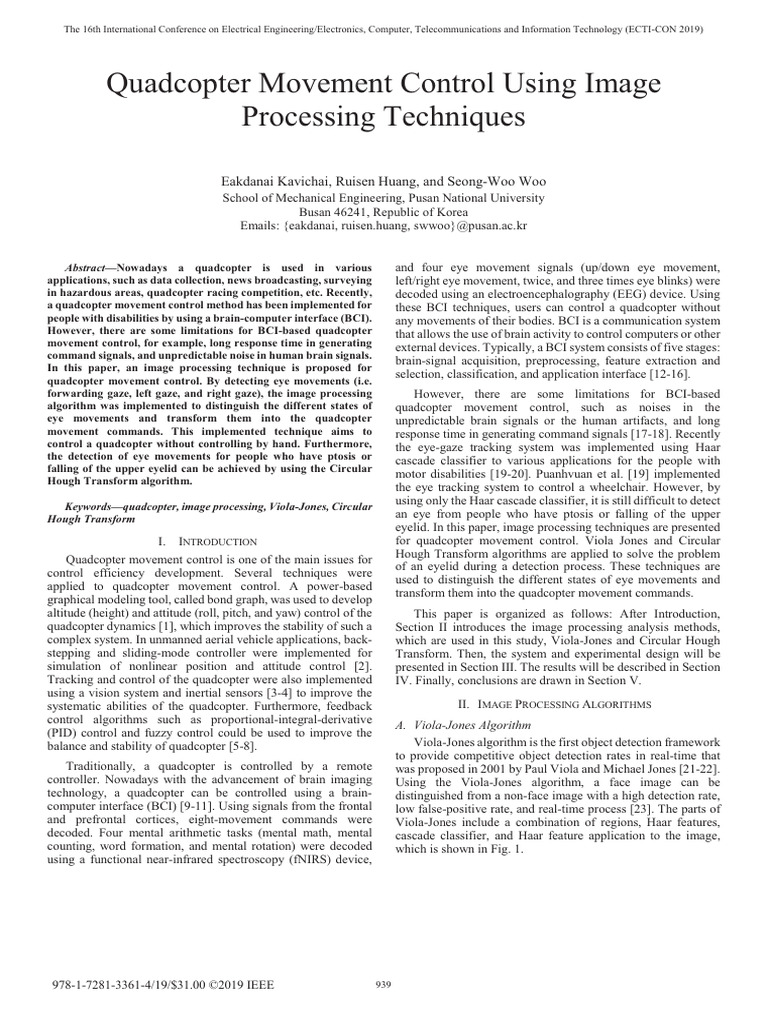 Rl Quadcopter Movement Control Using Image Processing Techniques Pdf Computing Computer