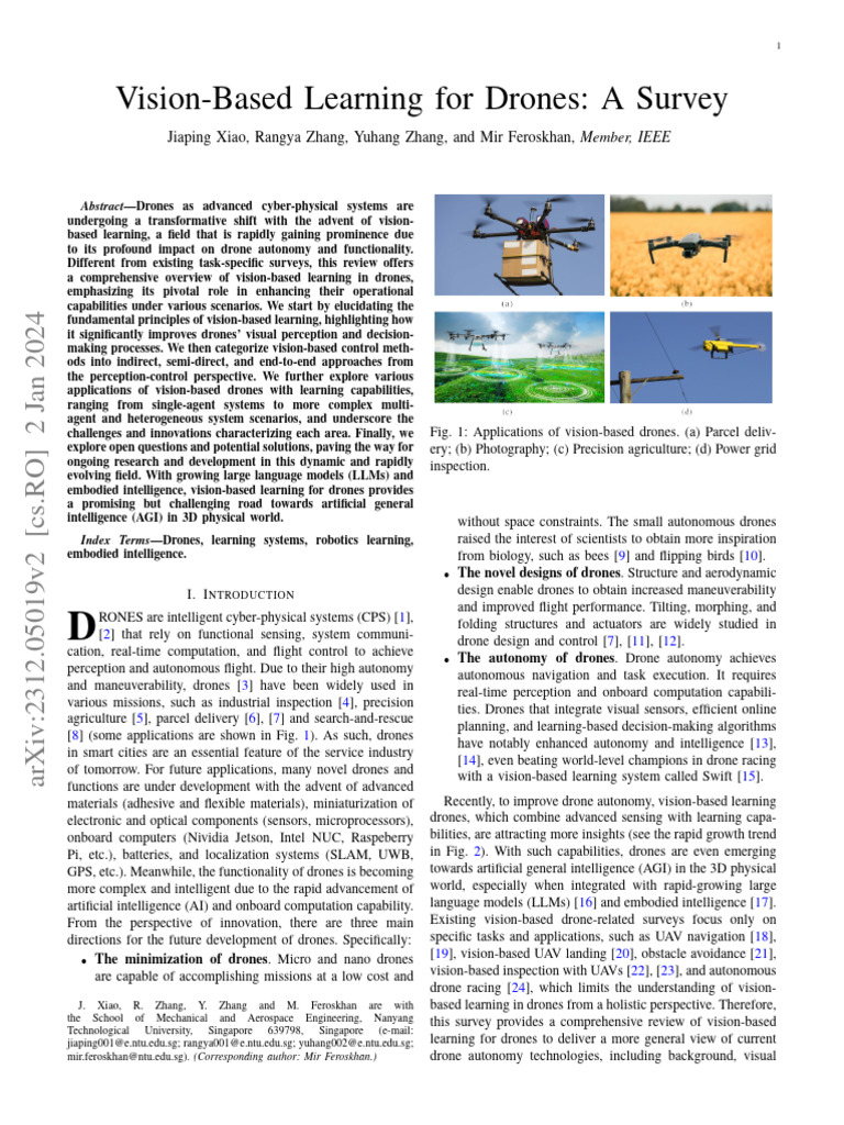 Vision-Based Learning for Drones a Survey | PDF | Lidar | Unmanned ...