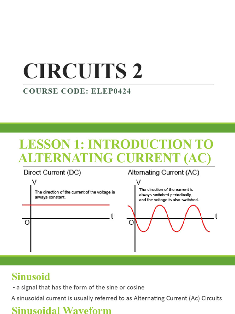 Lesson 1 - Introduction To AC Circuits | PDF | Alternating Current | Amplitude