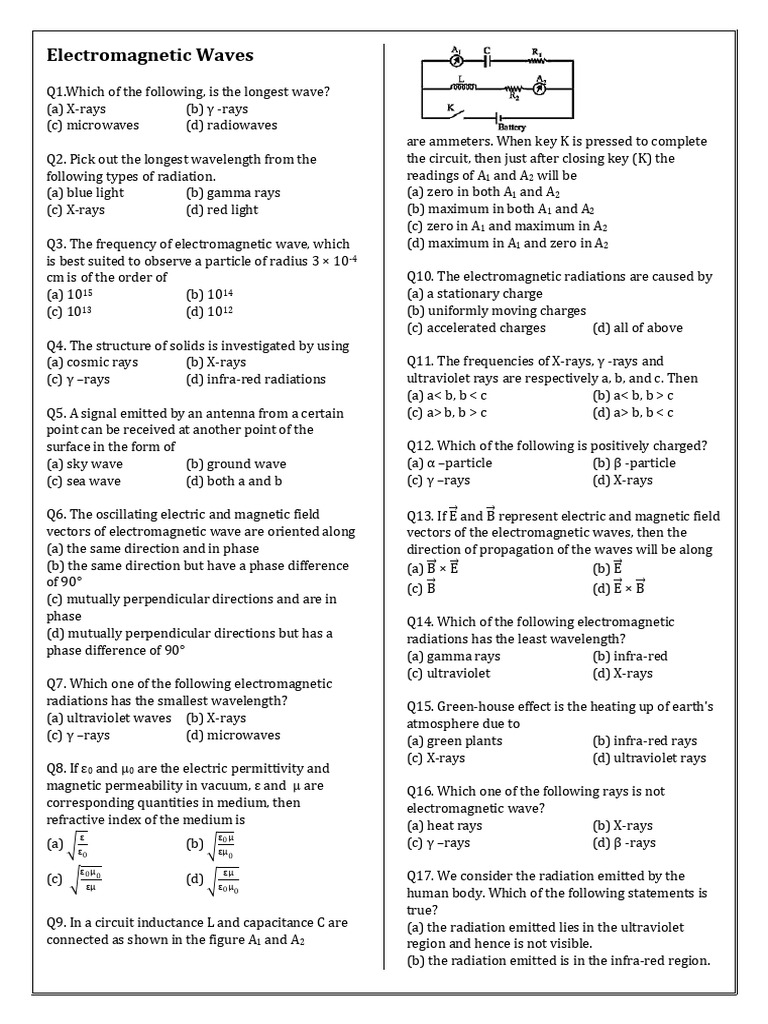 TEST 22 Electromagnetic Waves | PDF | Waves | Electromagnetic Radiation